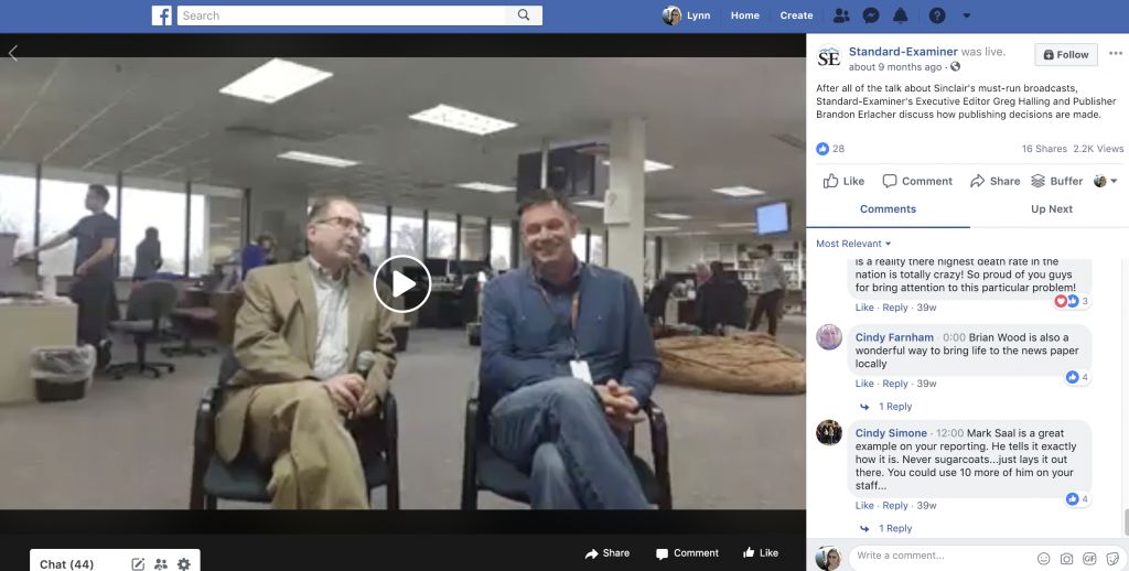 Explaining Your News Process Using Facebook Live - Trusting News