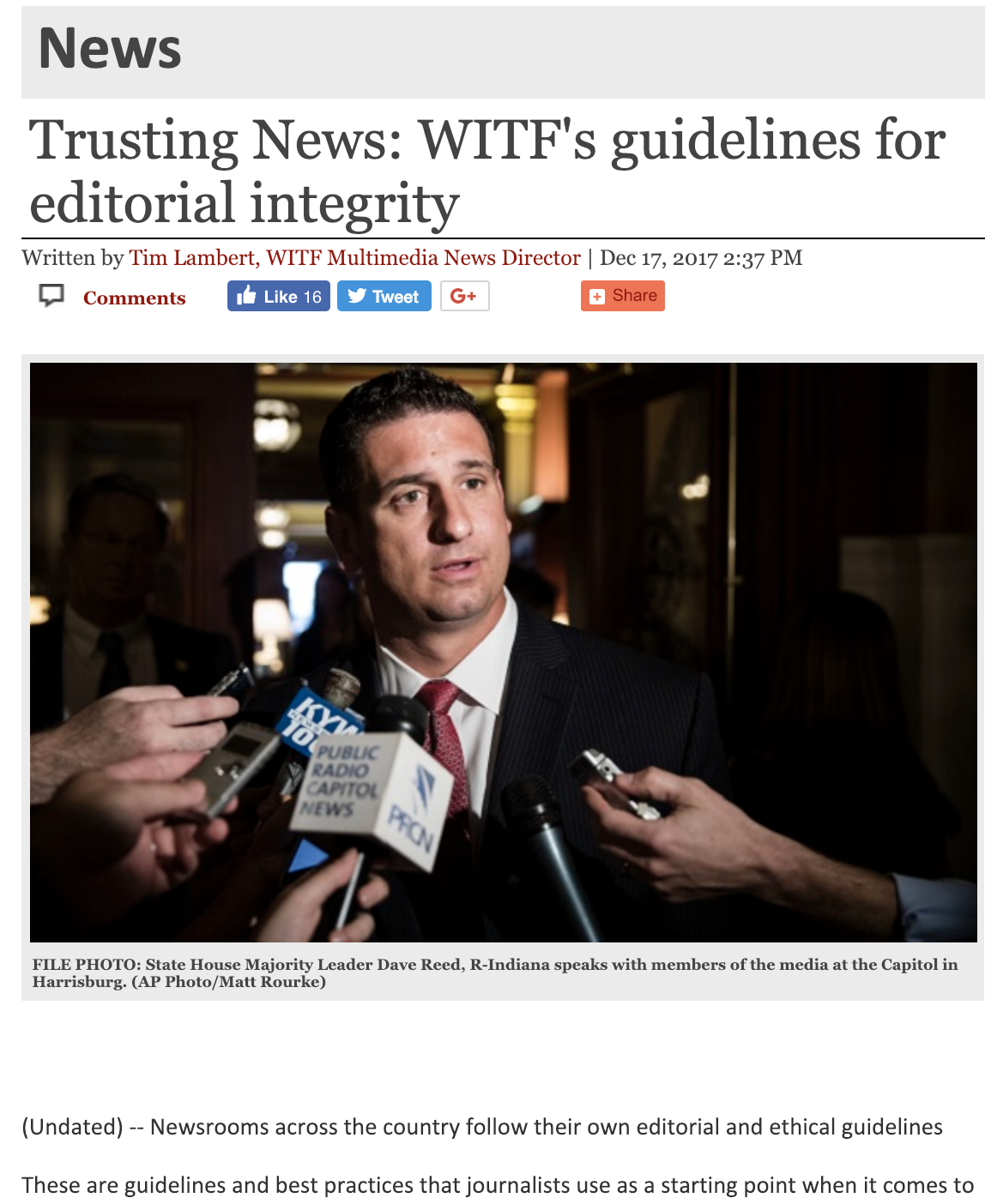 Explaining your Ethics Policy - Trusting News