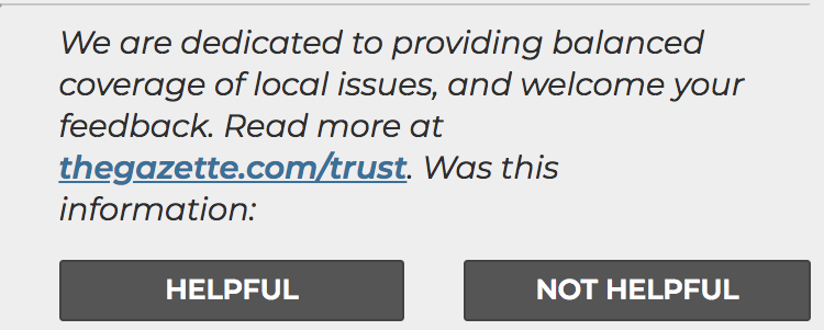 Asking if information was "helpful" or "not helpful" - Trusting News