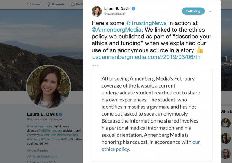 Discussing Use of Anonymous Sources on Twitter - Trusting News