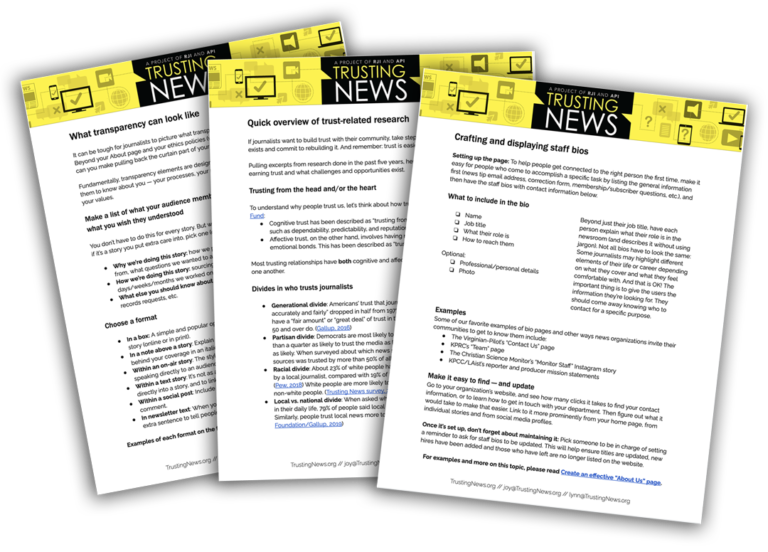 Trusting News – Helping journalists earn news consumers’ trust