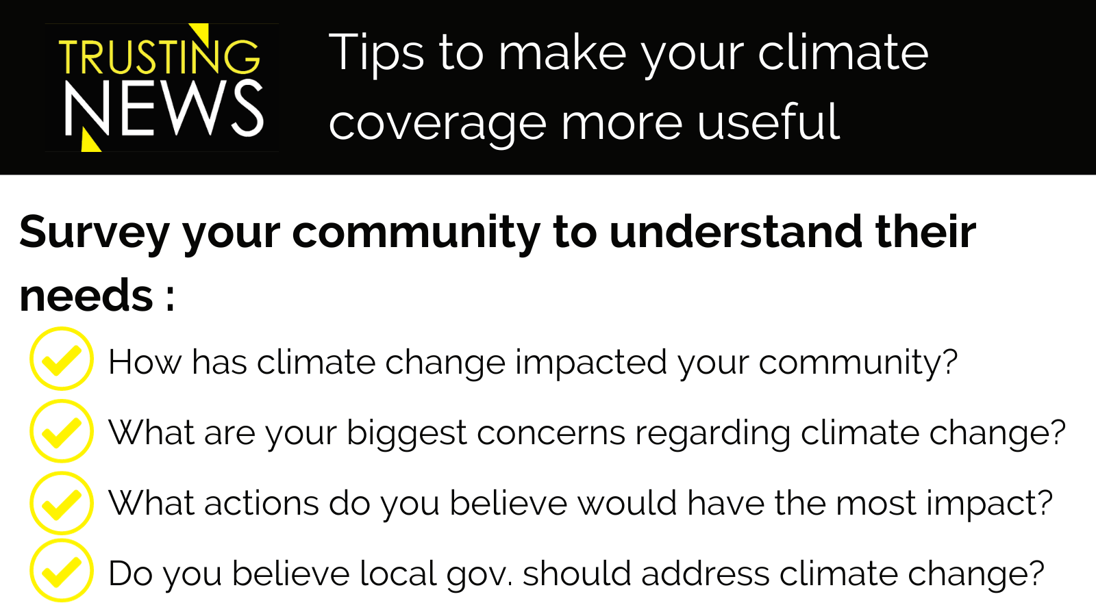 Trust Tips 247: Ask your audience what type of climate coverage would be most useful - Trusting News