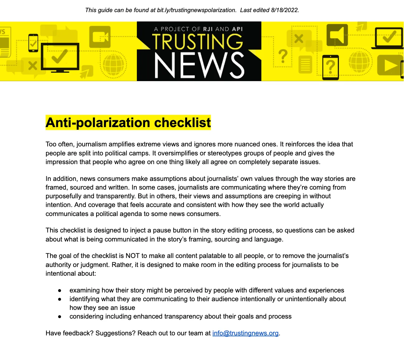 How newsrooms can use a checklist to avoid polarization in political ...
